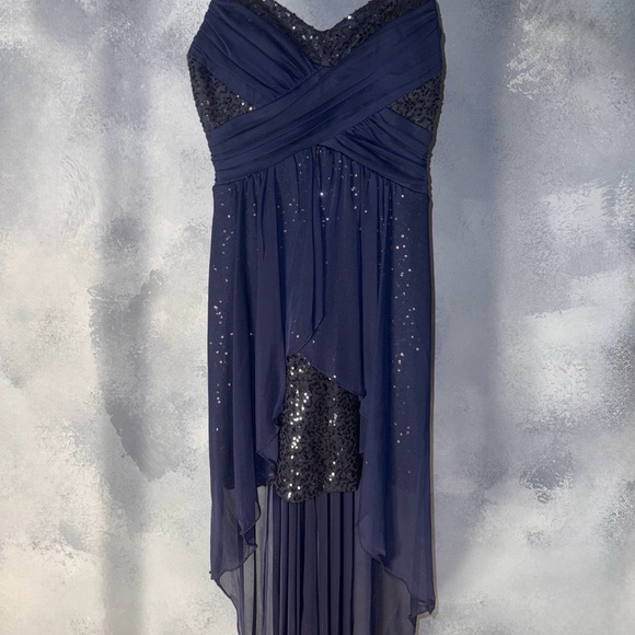 Deb | Dresses | Deb Blue Asymmetrical Ruched Cocktail Gown | Poshmark
